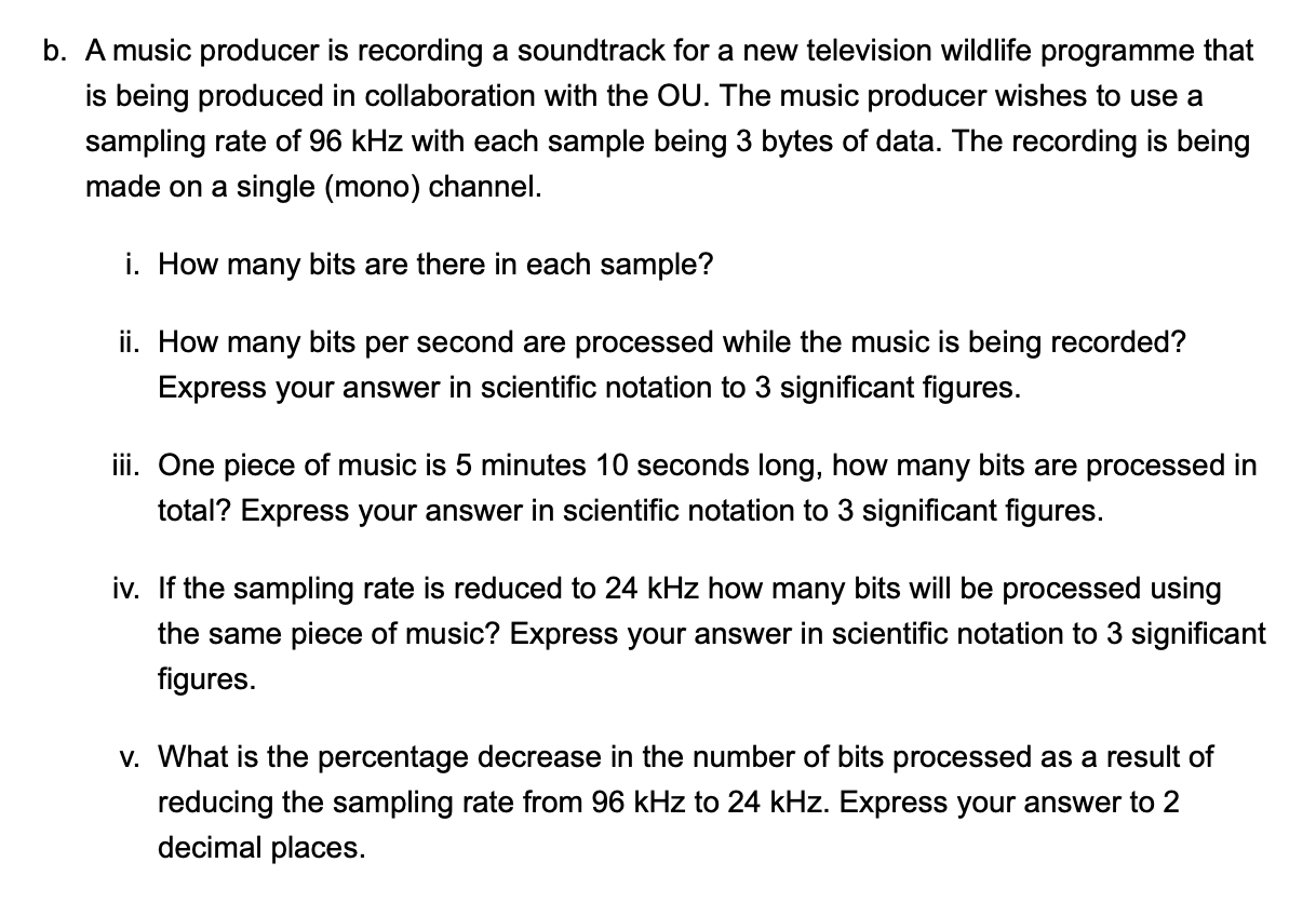 Solved b. A music producer is recording a soundtrack for a | Chegg.com
