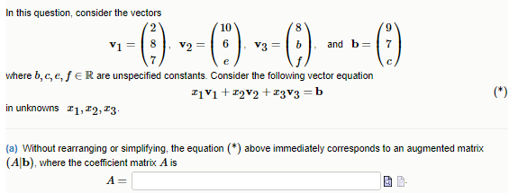 Solved In this question, consider the vectors | Chegg.com