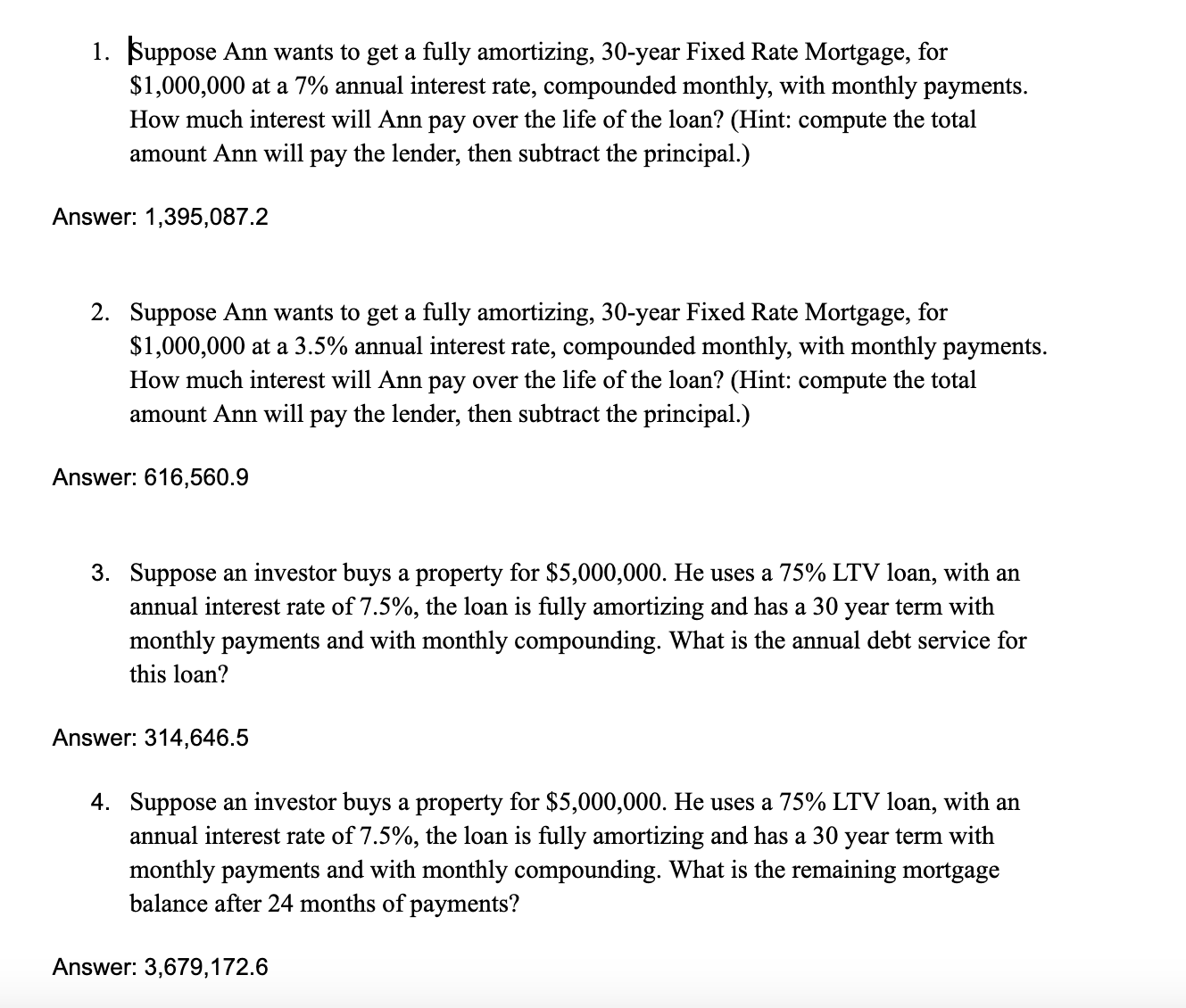 Solved finance. Can you show how they got these answers? | Chegg.com