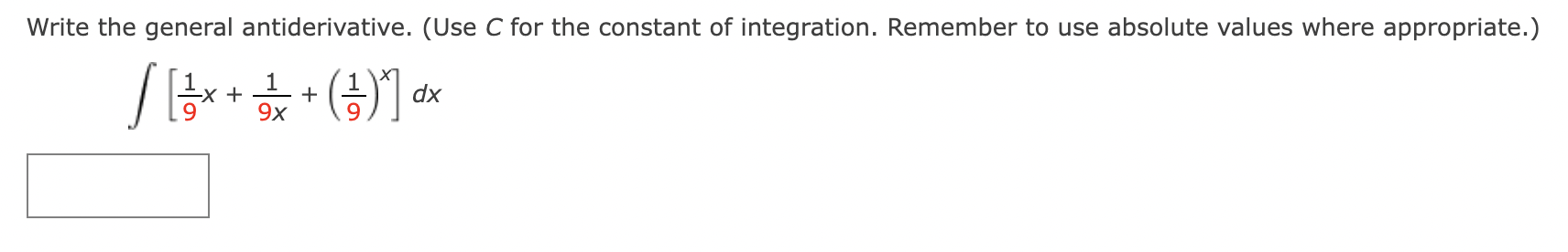 Solved Write the general antiderivative. (Use C ﻿for the | Chegg.com