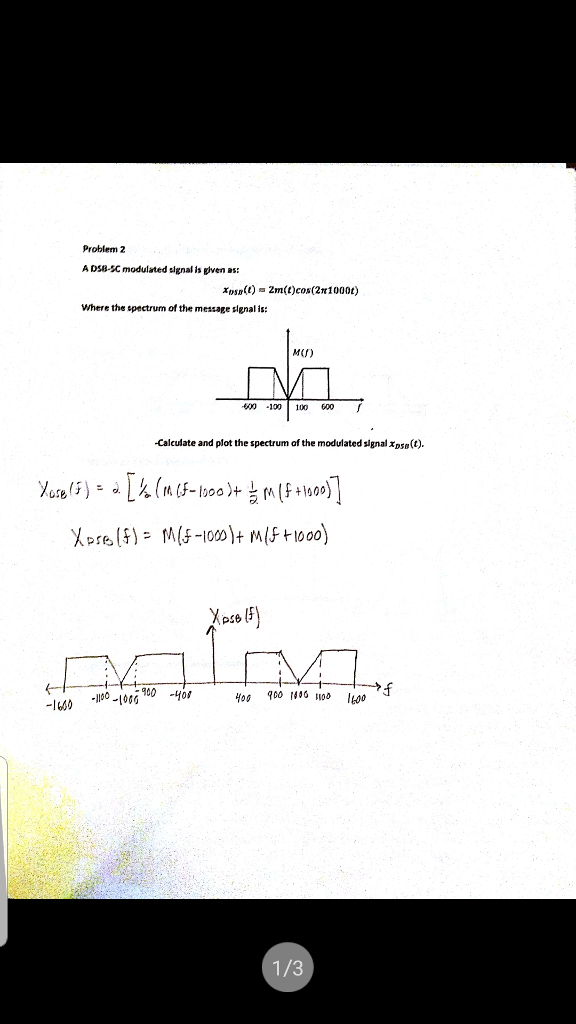 Solved Problem 2 A DSB-sC modulated signal is plven as: t) | Chegg.com