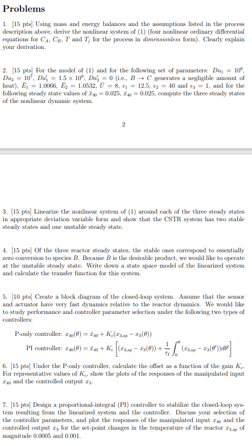 Process description Consider a jacketed continuous | Chegg.com
