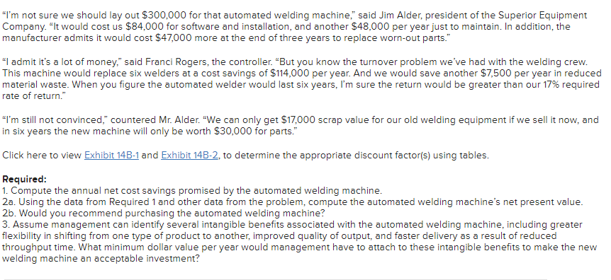 "I'm not sure we should lay out $300,000 for that | Chegg.com