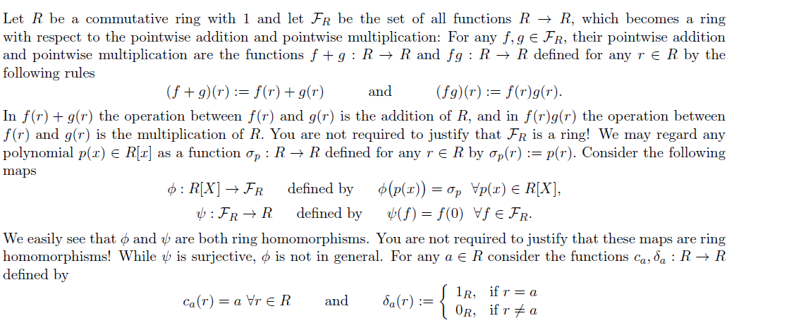 Solved Let R be a commutative ring with 1 and let FR be the | Chegg.com