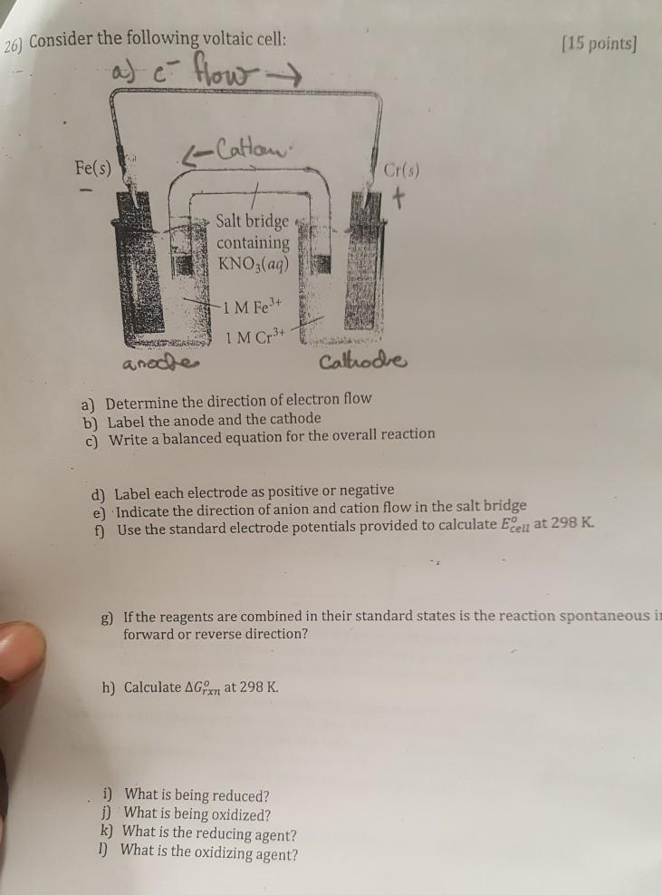 Solved 26) Consider the following voltaic cell: [15 points] | Chegg.com