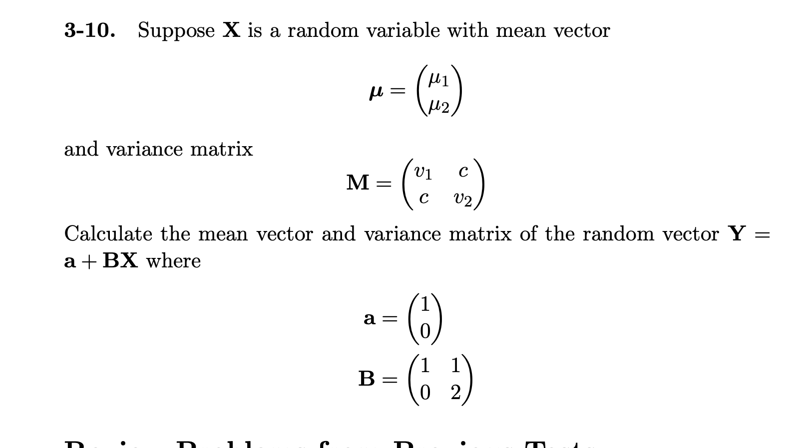 Solved 3-10. Suppose X is a random variable with mean vector | Chegg.com