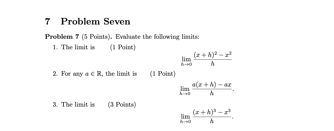 Solved 7 ﻿Problem SevenProblem 7 (5 ﻿Points). ﻿Evaluate the | Chegg.com