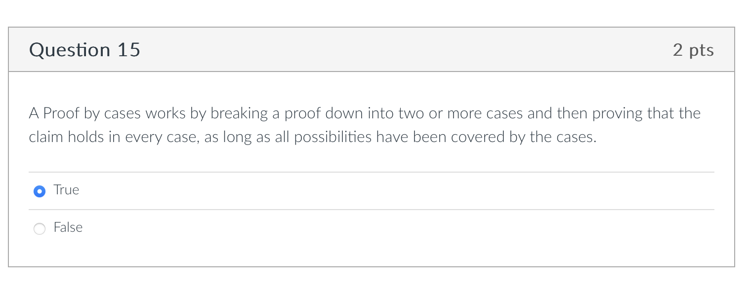 Solved A Proof by cases works by breaking a proof down into | Chegg.com