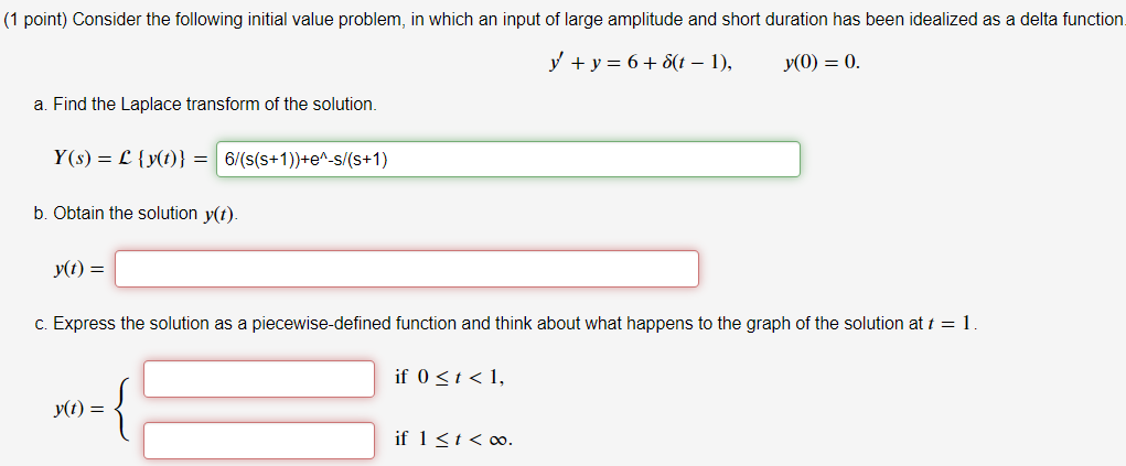 Solved (1 point) Consider the following initial value | Chegg.com