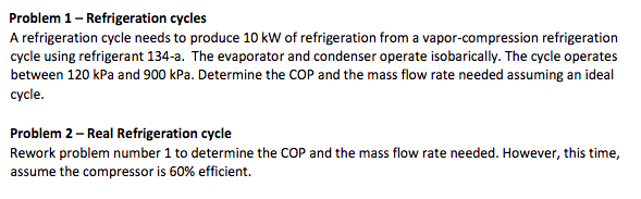 Solved Problem 1-Refrigeration cycles A refrigeration cycle | Chegg.com