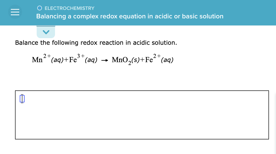 Solved O ELECTROCHEMISTRY Balancing a complex redox equation | Chegg.com