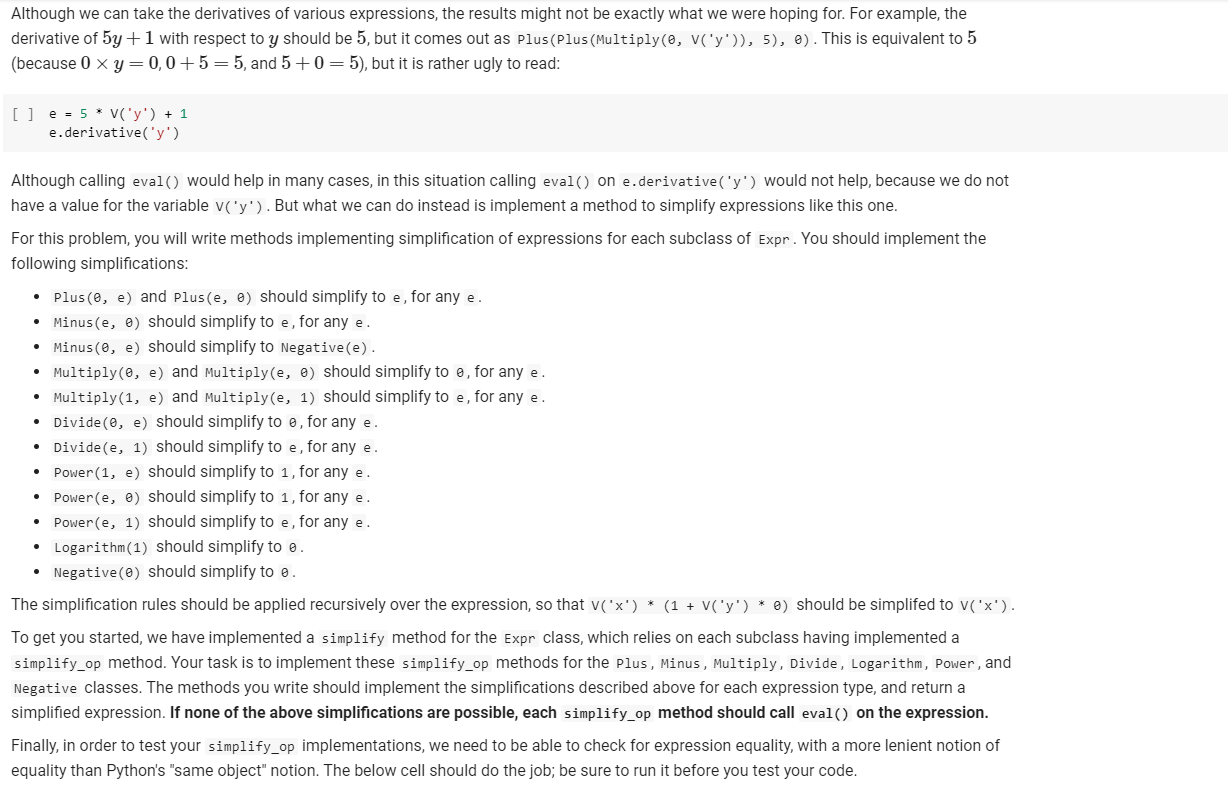 Python Problem: Staring Code: class Expr: | Chegg.com