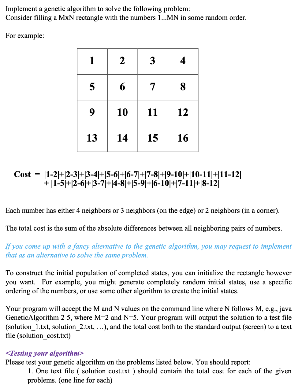 Solved Implement a genetic algorithm to solve the following | Chegg.com
