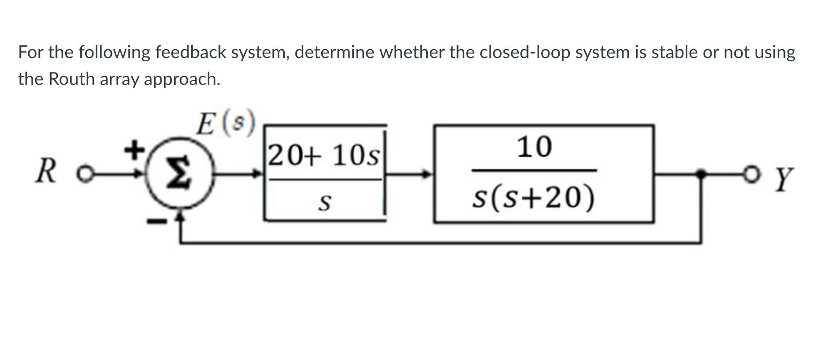 Solved For the following feedback system, determine whether | Chegg.com