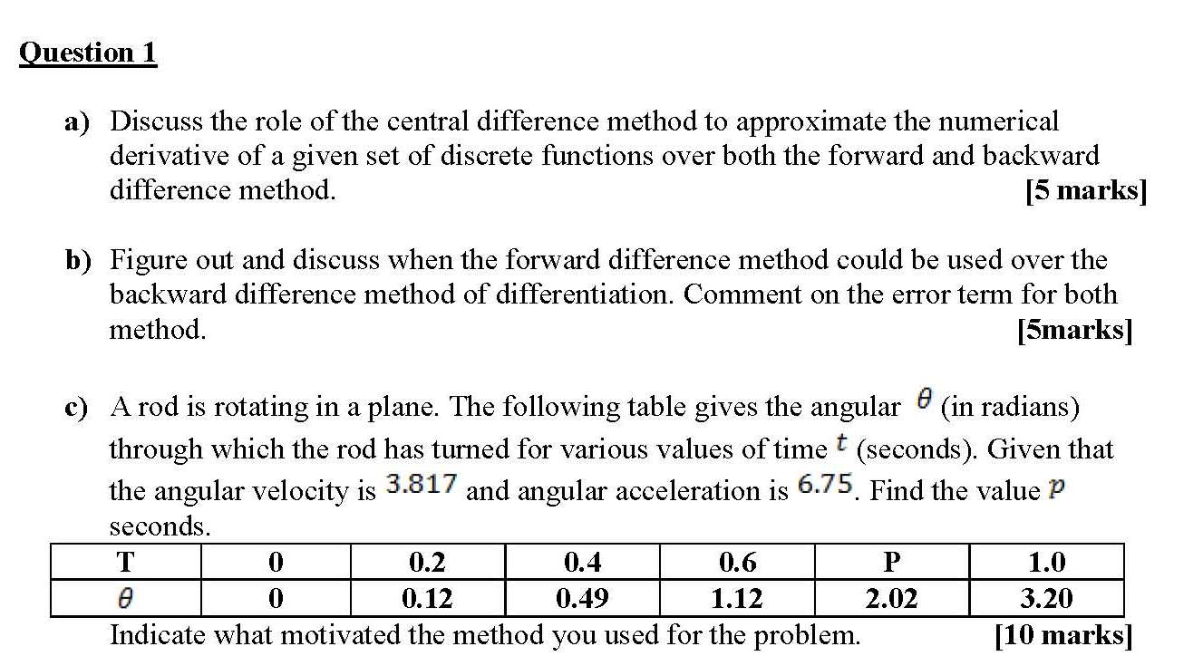 Question 1 a) Discuss the role of the central | Chegg.com