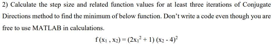 2) Calculate the step size and related function | Chegg.com