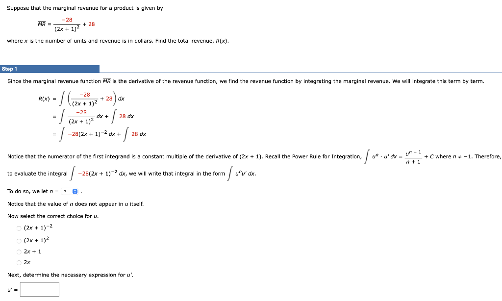Solved Suppose that the marginal revenue for a product is | Chegg.com