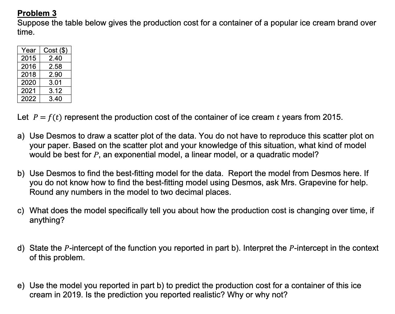 Solved Problem 3 Suppose the table below gives the | Chegg.com