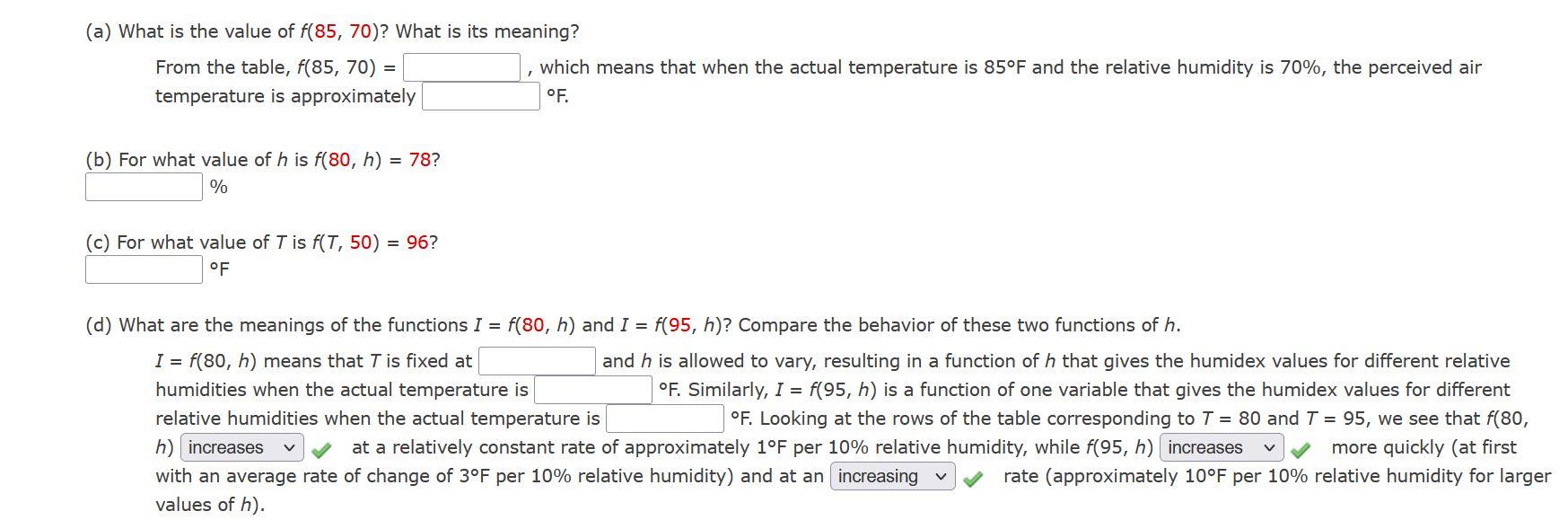 Solved The temperature-humidity index I (or humidex, for | Chegg.com
