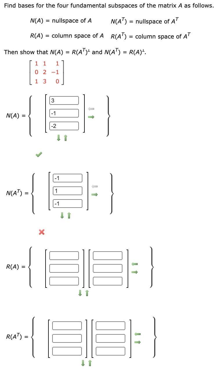 Solved Find bases for the four fundamental subspaces of the | Chegg.com