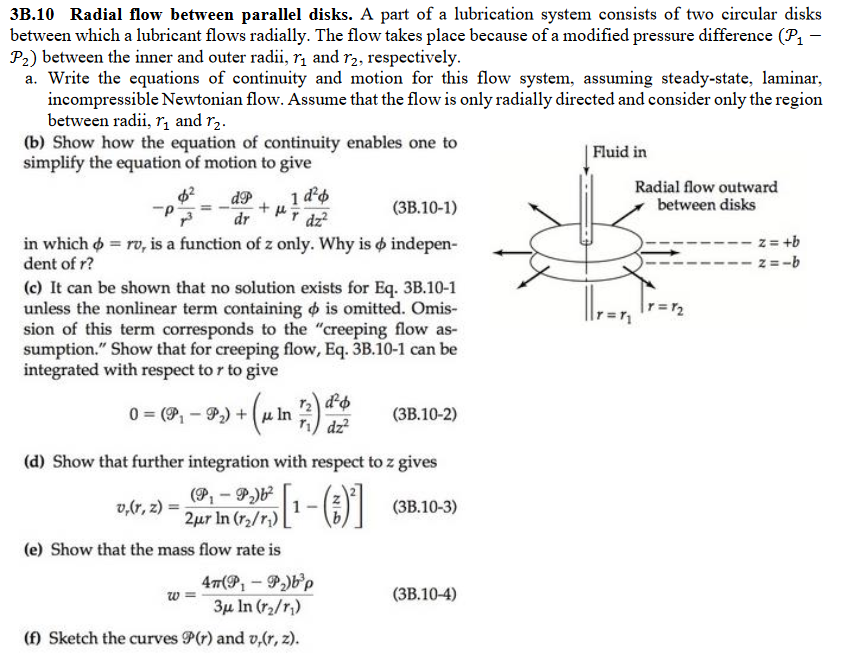 3B.10 Radial flow between parallel disks. A part of a | Chegg.com