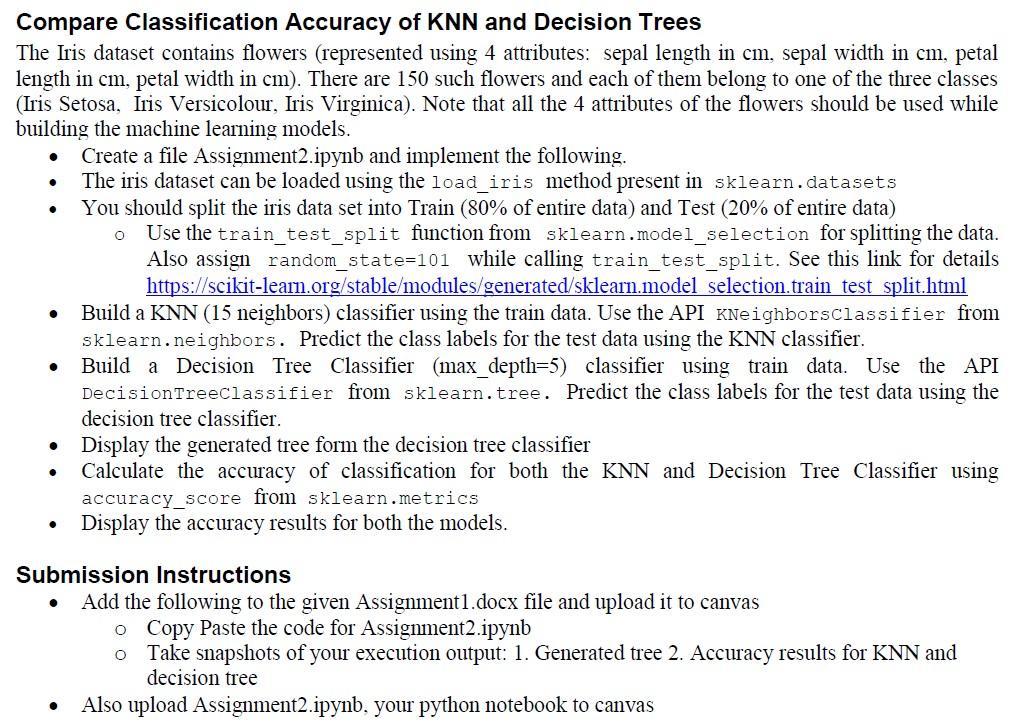 Compare Classification Accuracy of KNN and | Chegg.com