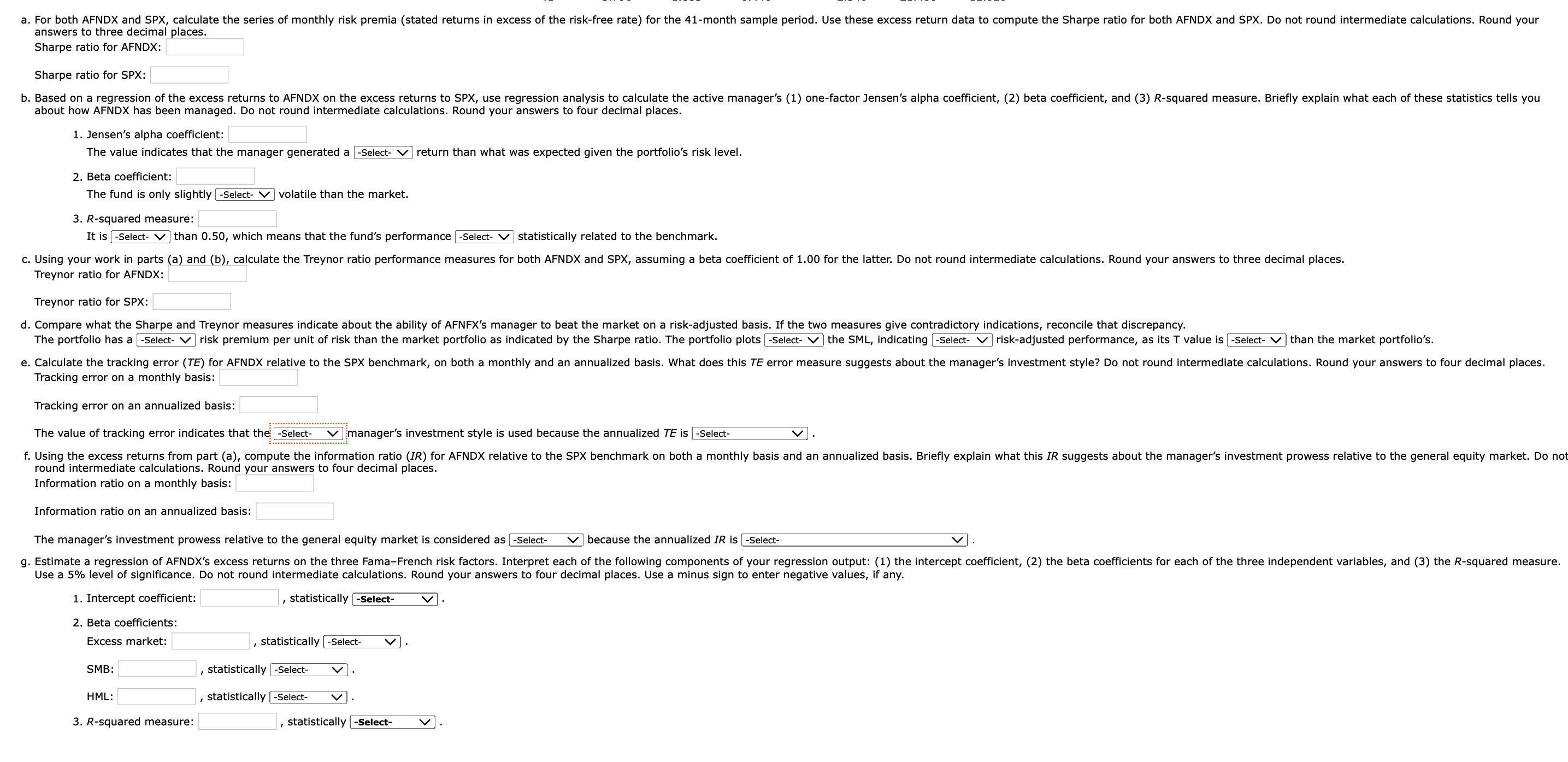 Solved A- For both AFNDX and SPX, calculate the series of | Chegg.com