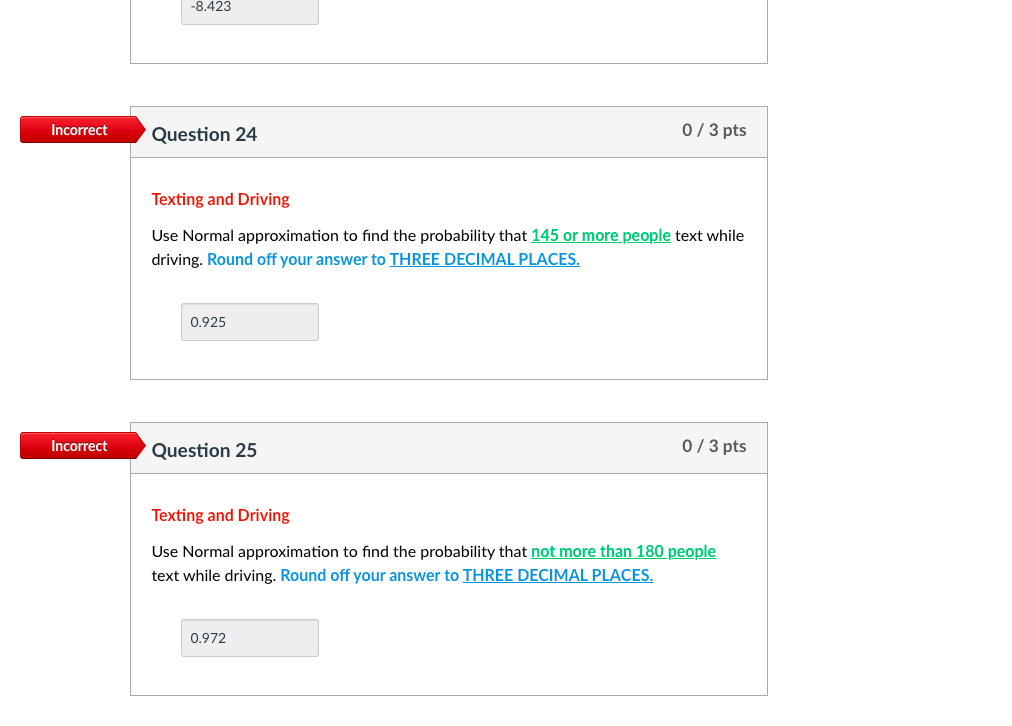 Solved Use the information below for the Texting and Driving | Chegg.com