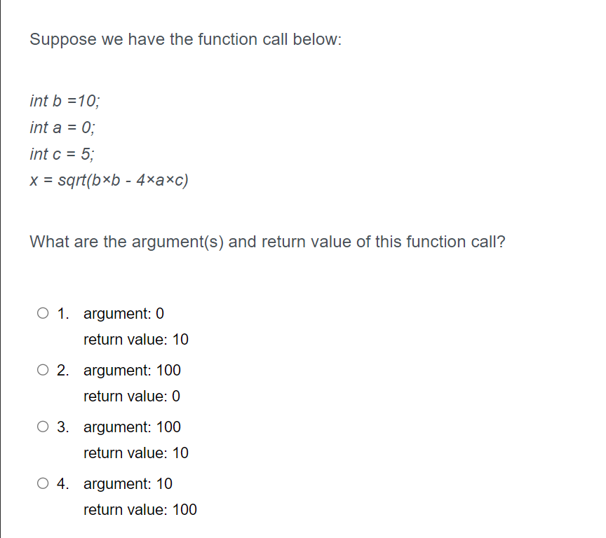 Solved Suppose we have the function call below: int b=10; | Chegg.com