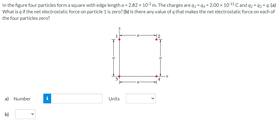 Solved In the figure four particles form a square with edge | Chegg.com