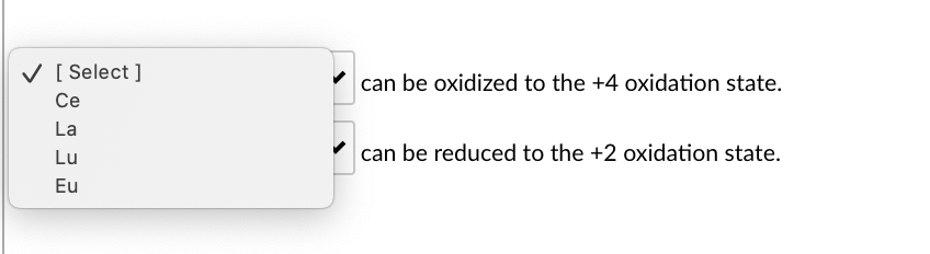 Solved [ Select] can be oxidized to the +4 oxidation | Chegg.com