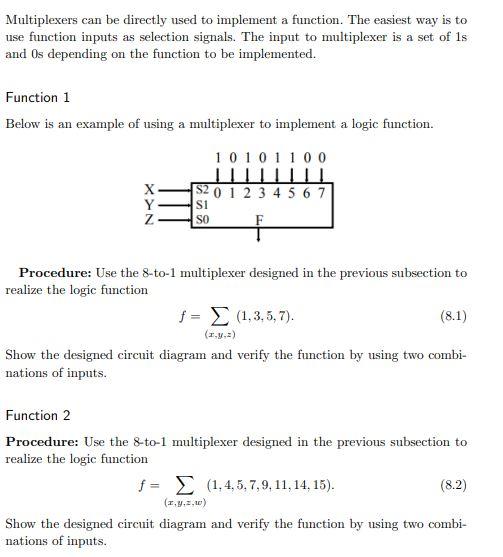 Solved Multiplexers can be directly used to implement a | Chegg.com Solved Multiplexers can be directly used to implement a | Chegg.com