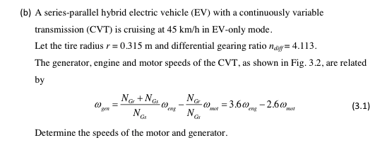 (b) A series-parallel hybrid electric vehicle (EV) | Chegg.com