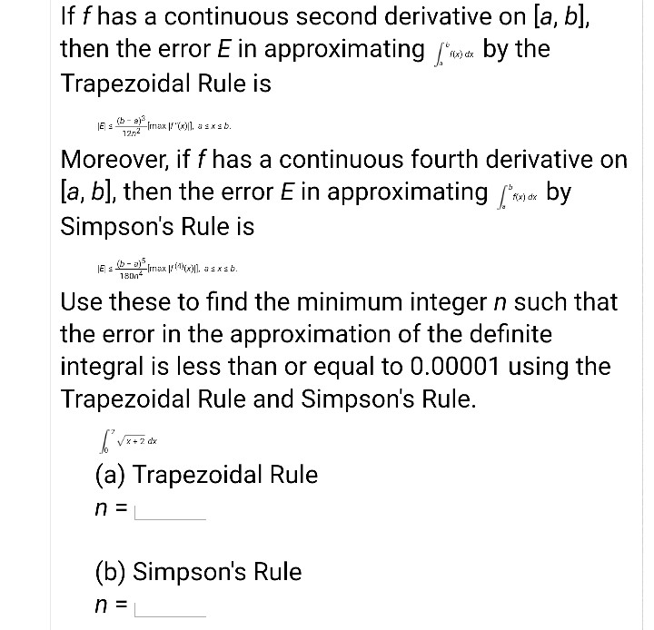 Solved If f has a continuous second derivative on [a, b], | Chegg.com