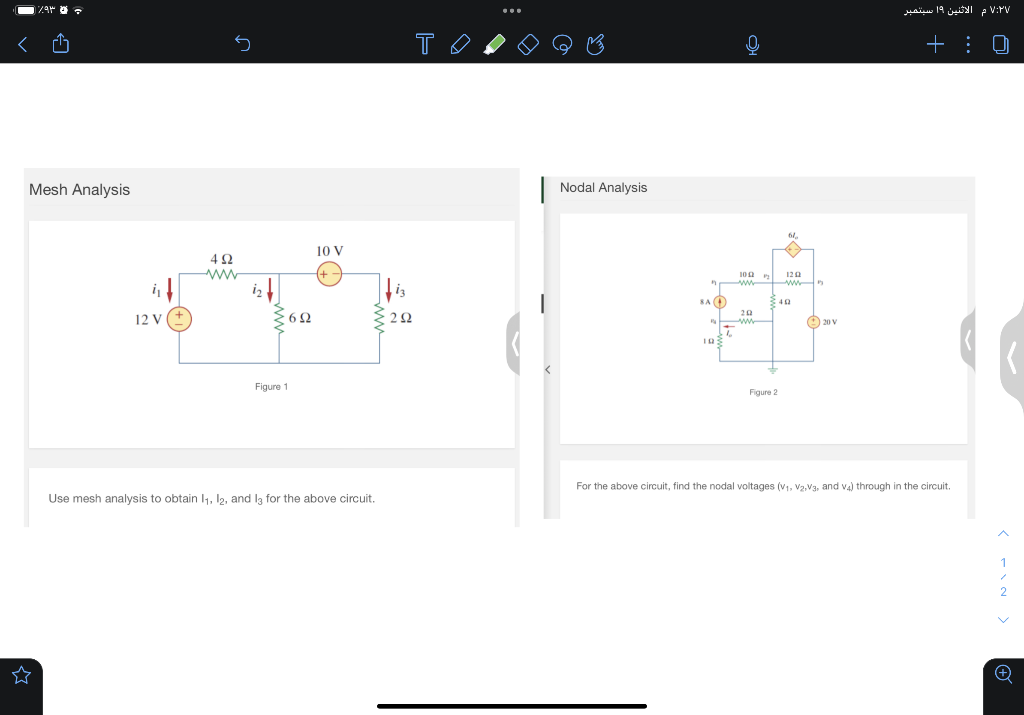 Solved For the above circuit, find the nodal voltages | Chegg.com