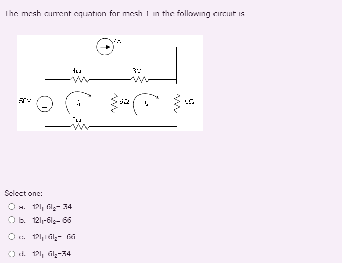 Solved The mesh current equation for mesh 1 in the following | Chegg.com