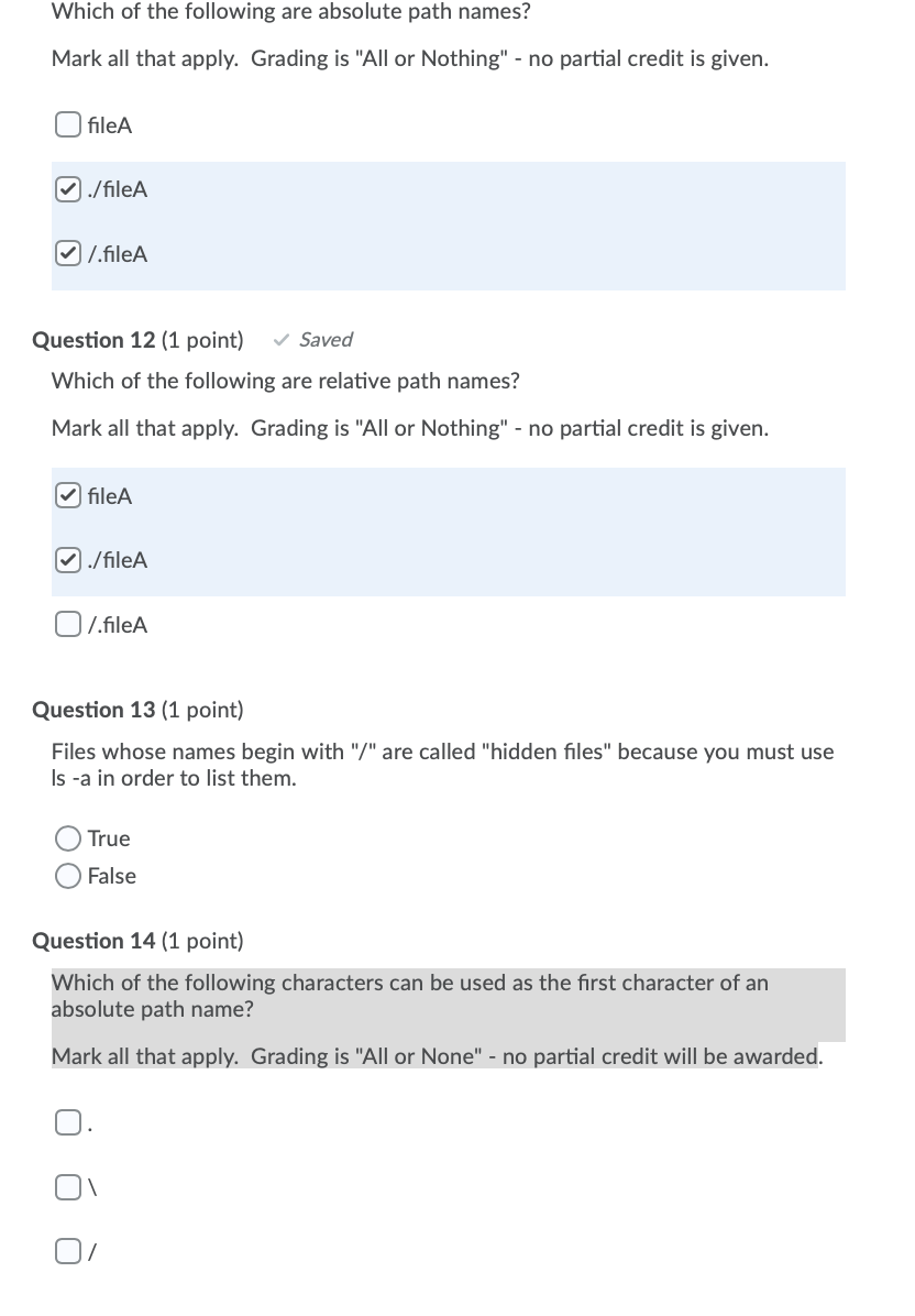 Solved Which of the following are absolute path names? Mark | Chegg.com