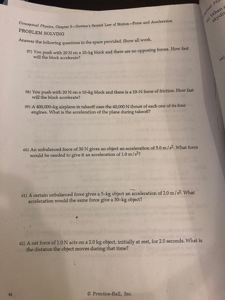 Solved Physics, Chapter 5-Newton's Second Law of | Chegg.com