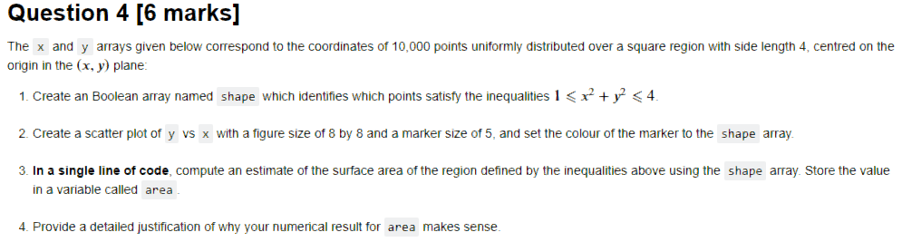 Solved Create an Boolean array named shape which identifies | Chegg.com