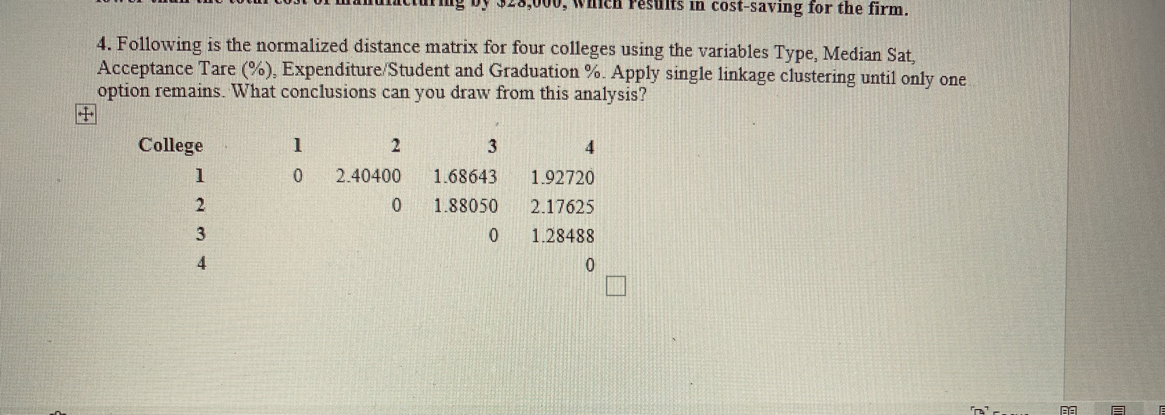 Solved 4. ﻿Following is the normalized distance matrix for | Chegg.com