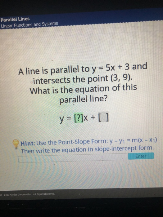 Solved Parallel Lines Linear Functions and Systems A line is | Chegg.com
