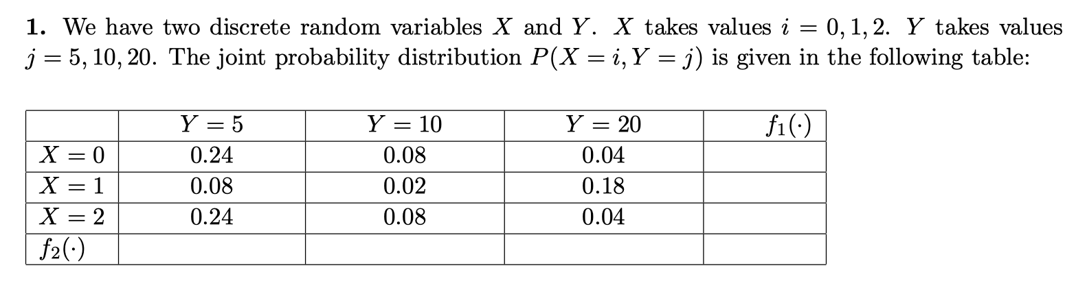 Solved 1. We have two discrete random variables X and Y. X | Chegg.com