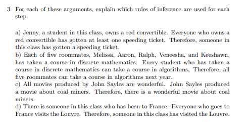 Solved 3. For each of these arguments, explain which rules | Chegg.com