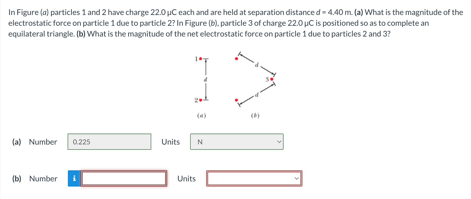 Solved In Figure (a) particles 1 and 2 have charge 22.0μC | Chegg.com