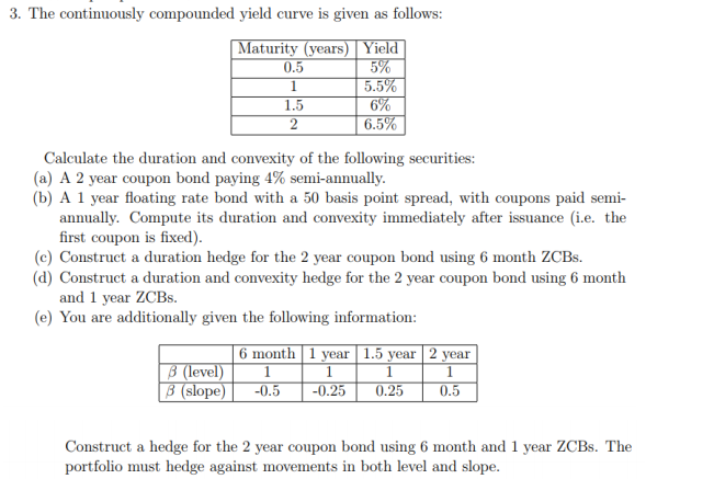 3. The continuously compounded yield curve is given | Chegg.com
