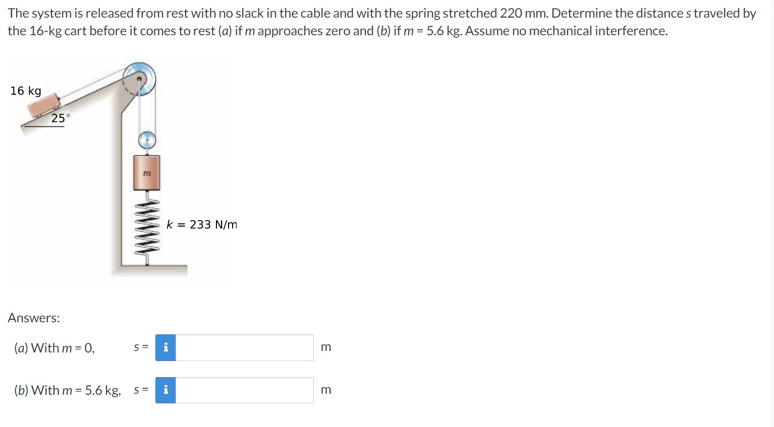 Solved The system is released from rest with no slack in the | Chegg.com