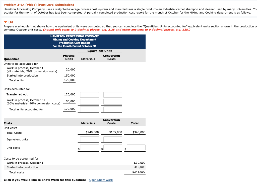 Solved Problem 3-6A (Video) (Part Level Submission) Hamilton | Chegg.com