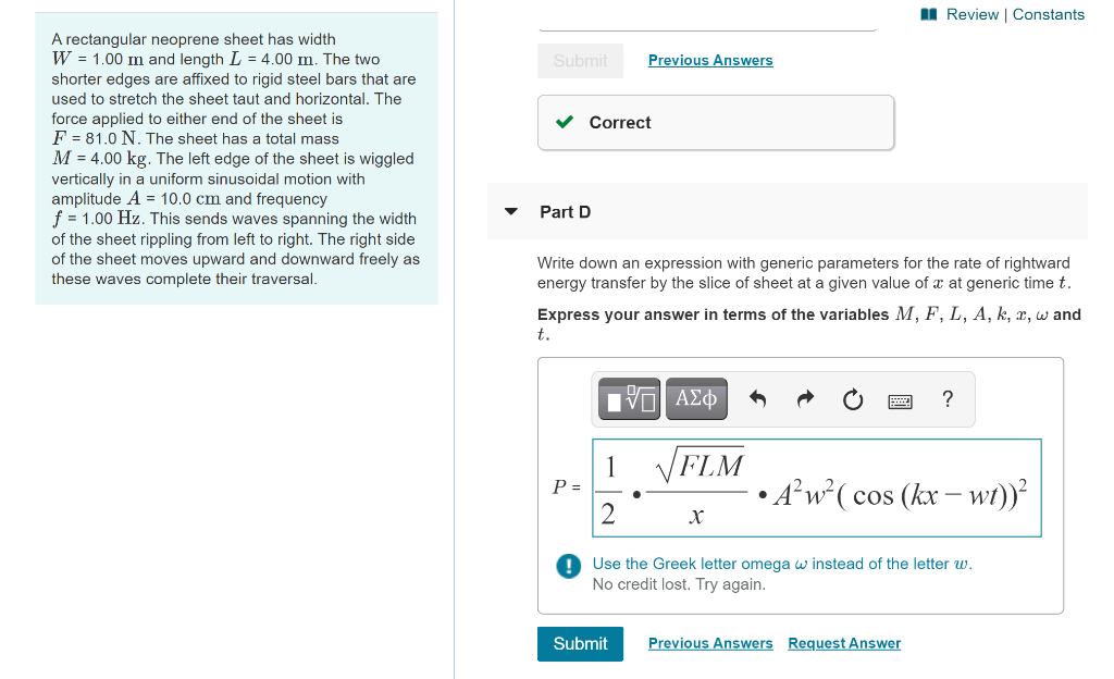 Solved A Review Constants Submit Previous Answers Correct A | Chegg.com