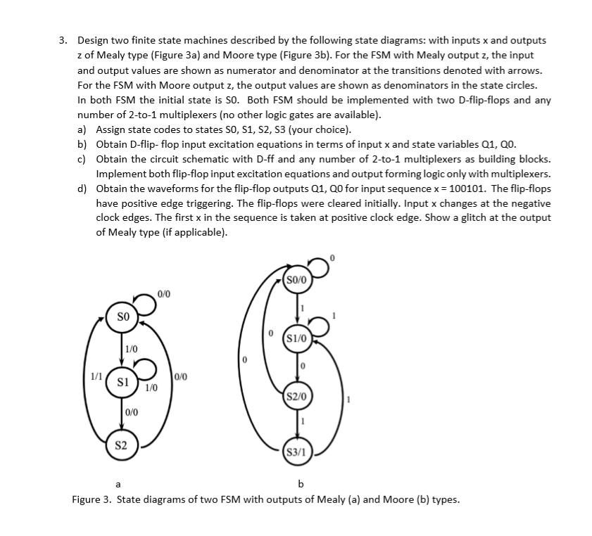 Solved 3. Design two finite state machines described by the | Chegg.com