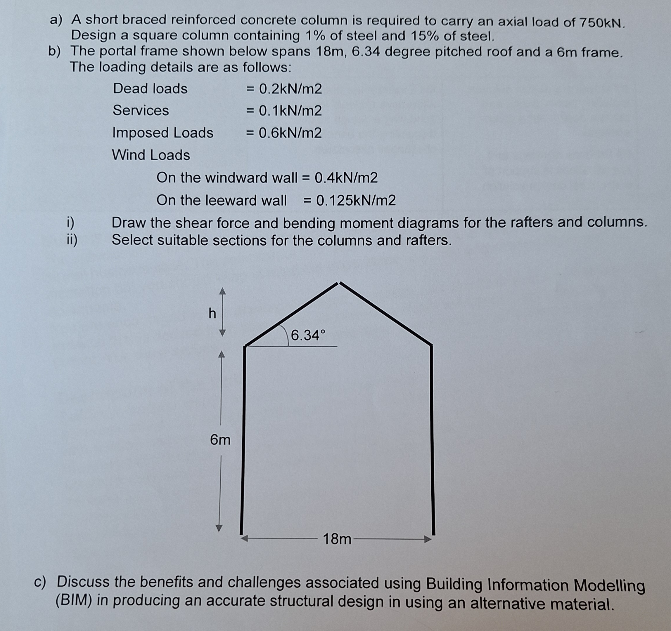 Solved a) ﻿A short braced reinforced concrete column is | Chegg.com